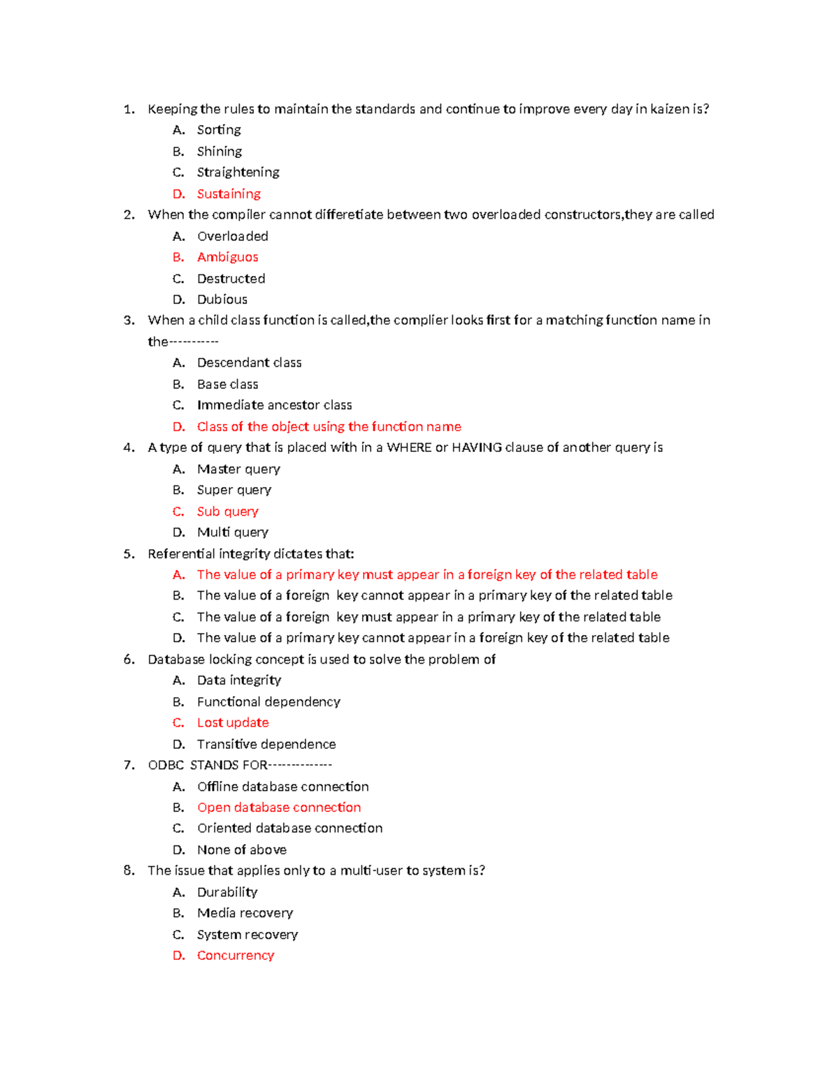 Database Administration Level Iv Theory Exam 12 Keeping The Rules To Maintain The Standards 