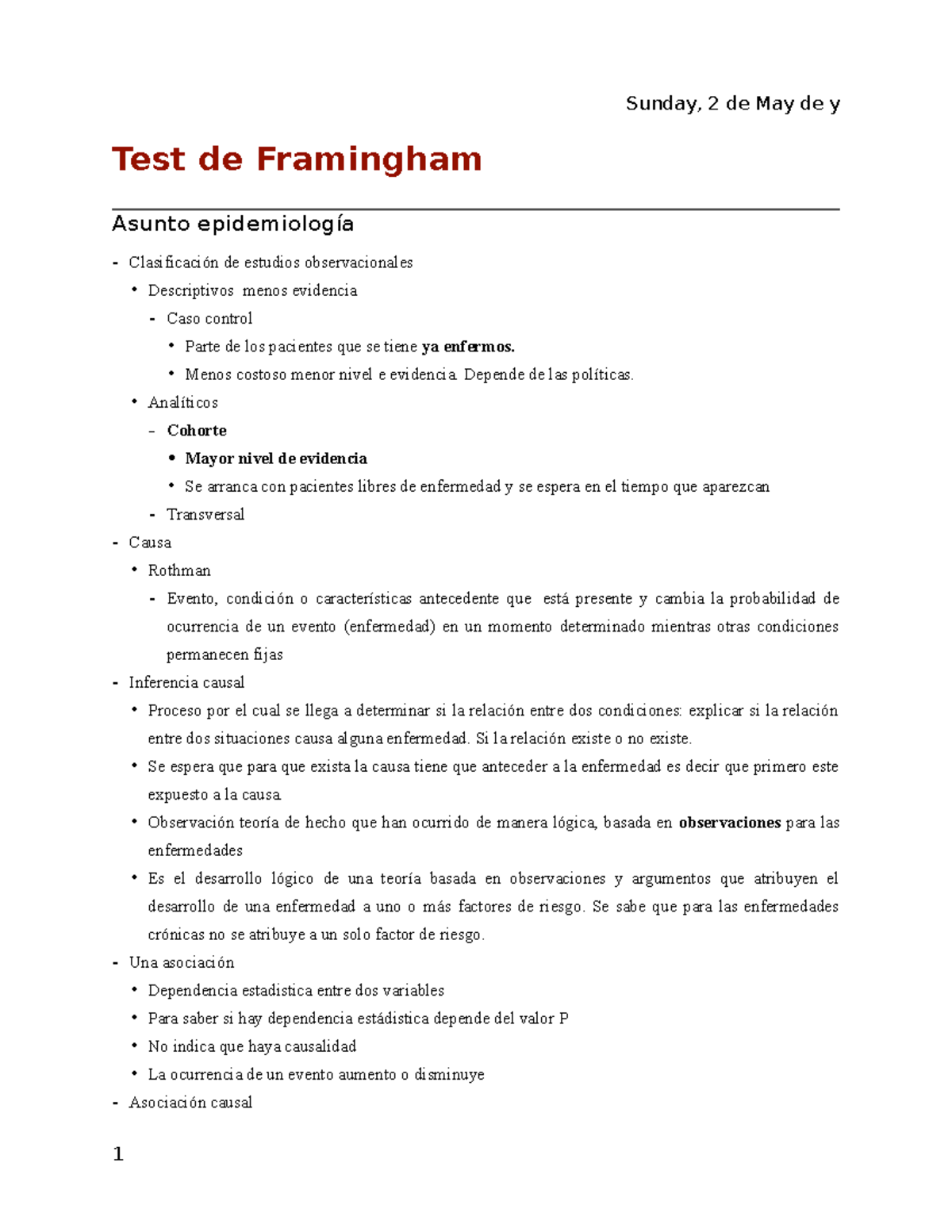 Test de Framingham - Test de Framingham Asunto epidemiología ...