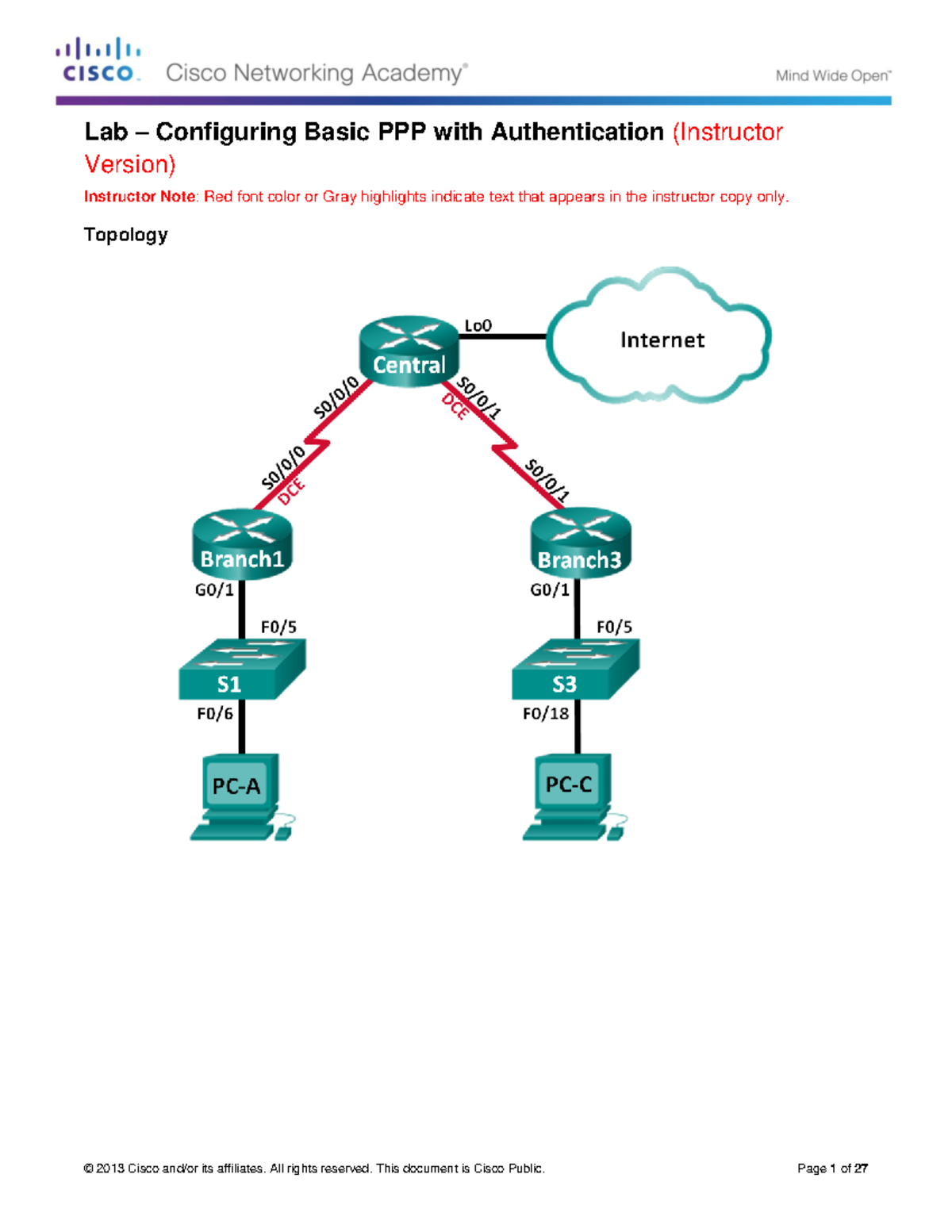 3.3.2.8 Lab - Configuring Basic PPP with Authentication - ILM - Lab – Configuring Basic PPP with ...