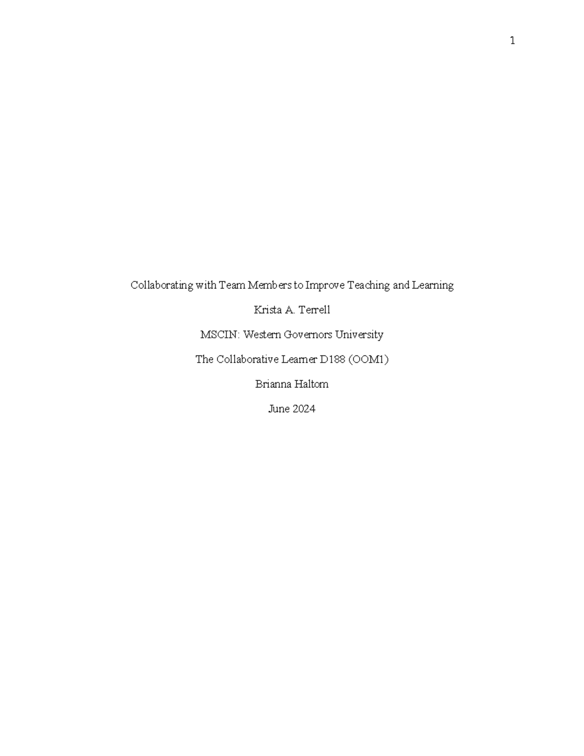 Task 1 D188 passed - Collaborating with Team Members to Improve ...