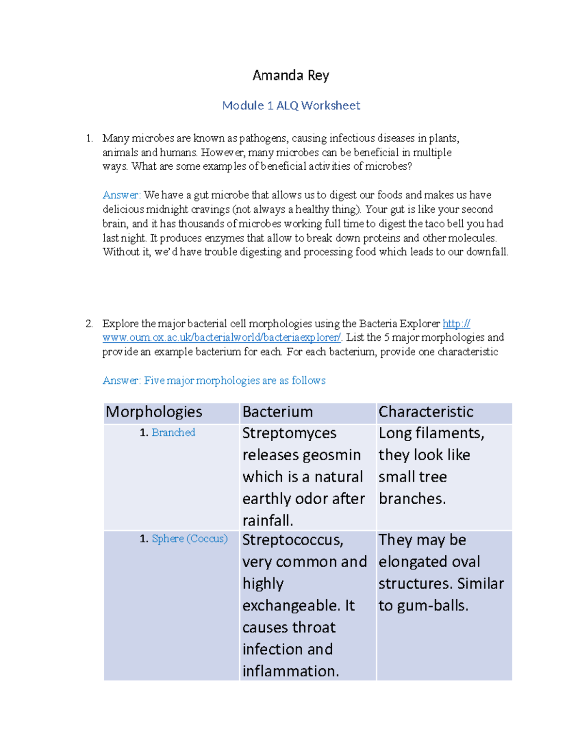 Microbiology Lecture Module 1 ALQs - Amanda Rey Module 1 ALQ Worksheet ...
