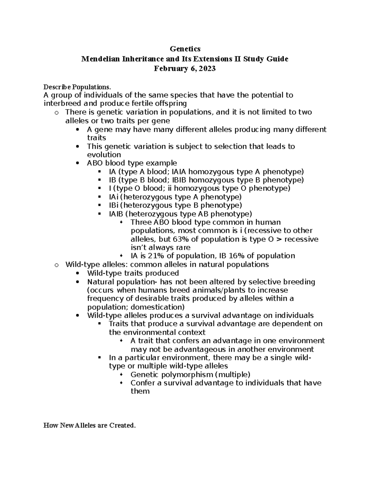 Mendelian Inheritance and Its Extensions II Study Guide - Genetics ...