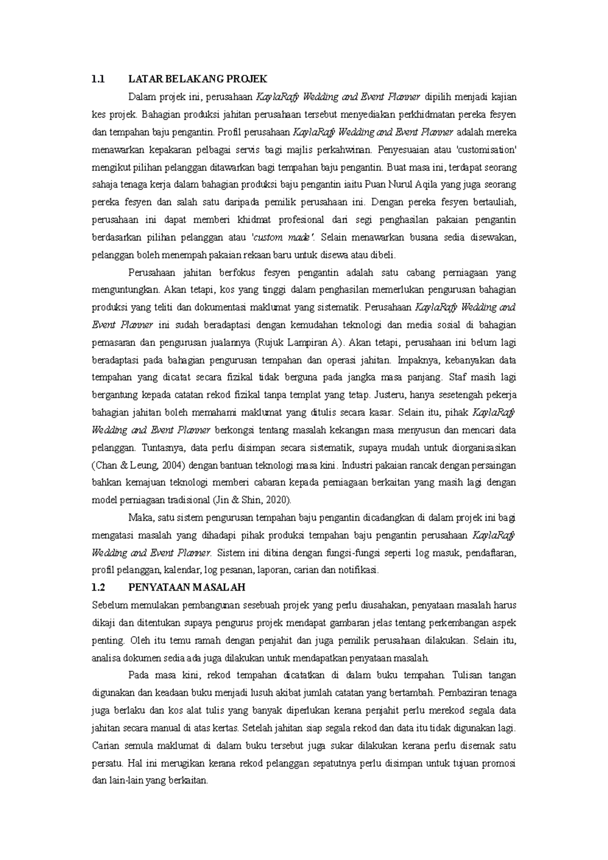 REFERENCES INSIDE CLASS PRESENT - 1 LATAR BELAKANG PROJEK Dalam projek ...