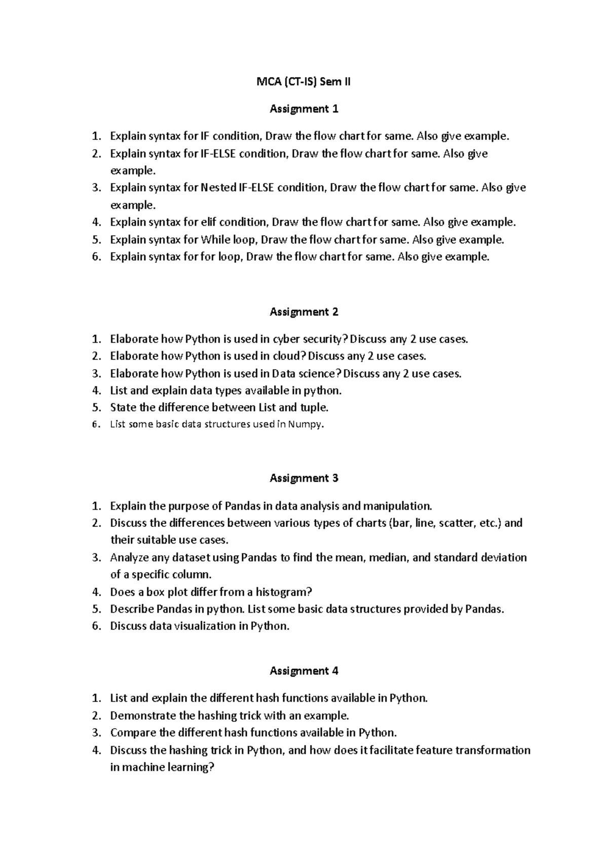 Assignment MCA CTIS SEM 2 - MCA (CT-IS) Sem II Assignment 1 Explain ...