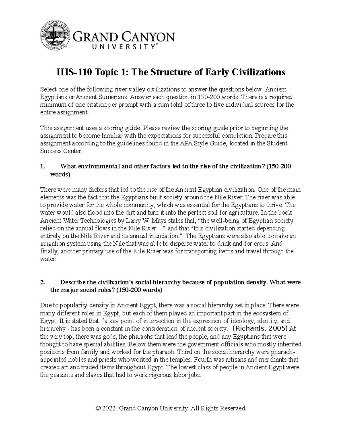 Devon Knox The Structureof Early Civilizations - HIS-110 Topic 1: The ...