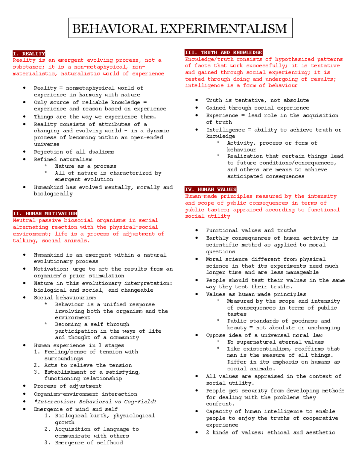 Behavioral experimentalism - BEHAVIORAL EXPERIMENTALISM I. REALITY ...