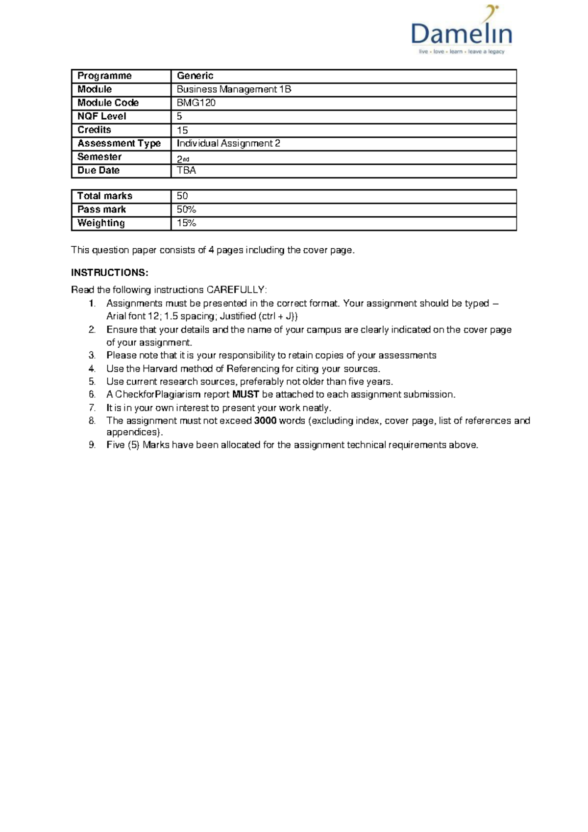 23 BMG120 Y1 A2 - Programme Generic Module Business Management 1B ...
