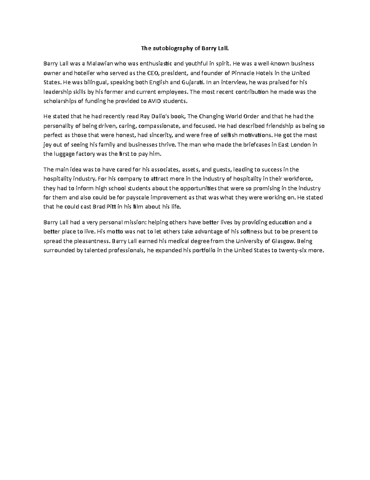 Barry Lall a Malawian.edited - The autobiography of Barry Lall. Barry ...