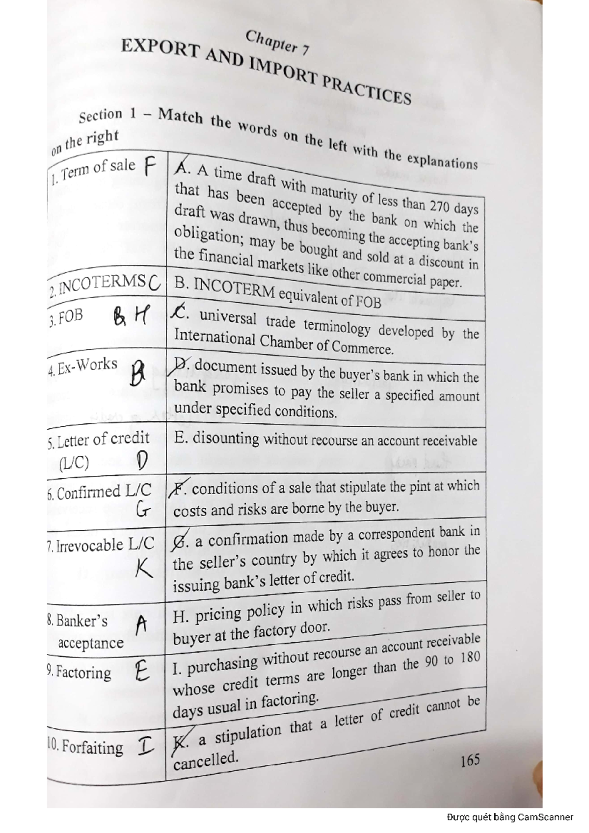 Chapter 7 - EXPORT Chapter AND IMPORT PRACTICES Section 1 Match the ...