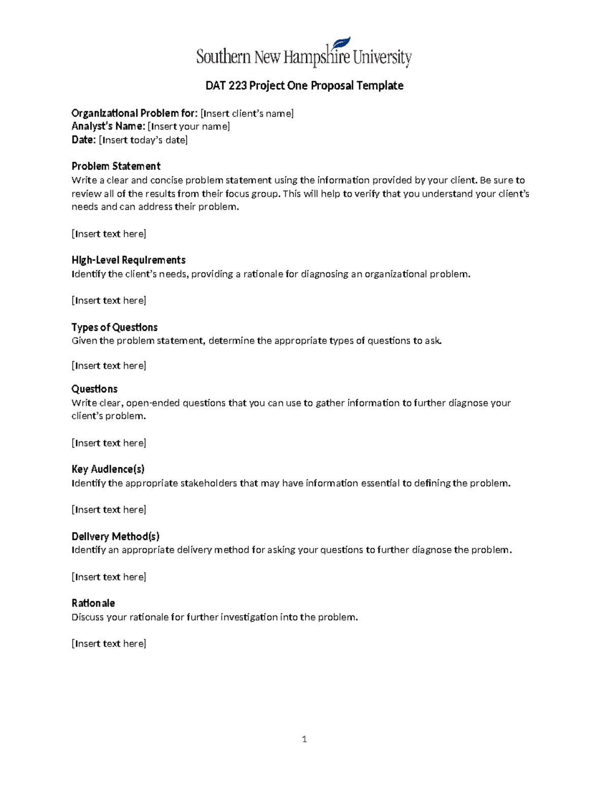 DAT 223 Project One Proposal Template - DAT 223 Project One Proposal ...