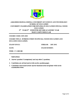 PEPS 321 - Summary Education - PEPS 321 CHUKA UNIVERSITY UNIVERSITY ...