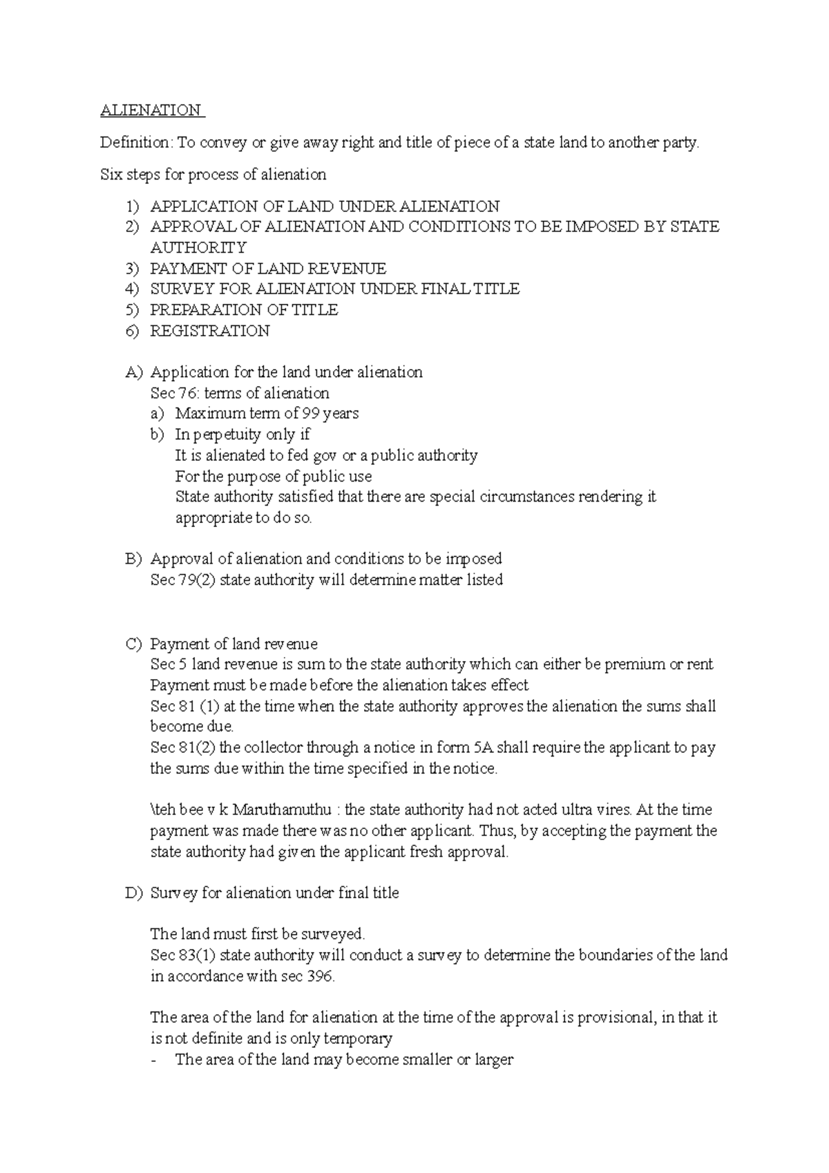 Alienation & Rent - land - ALIENATION Definition: To convey or give ...