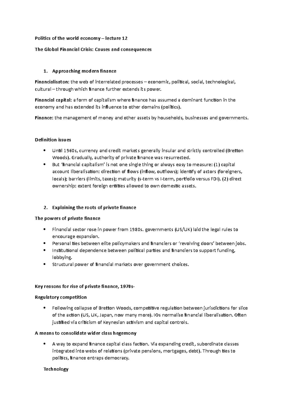 Lecture 12 - The Global Financial Crisis: Causes and Consequences ...