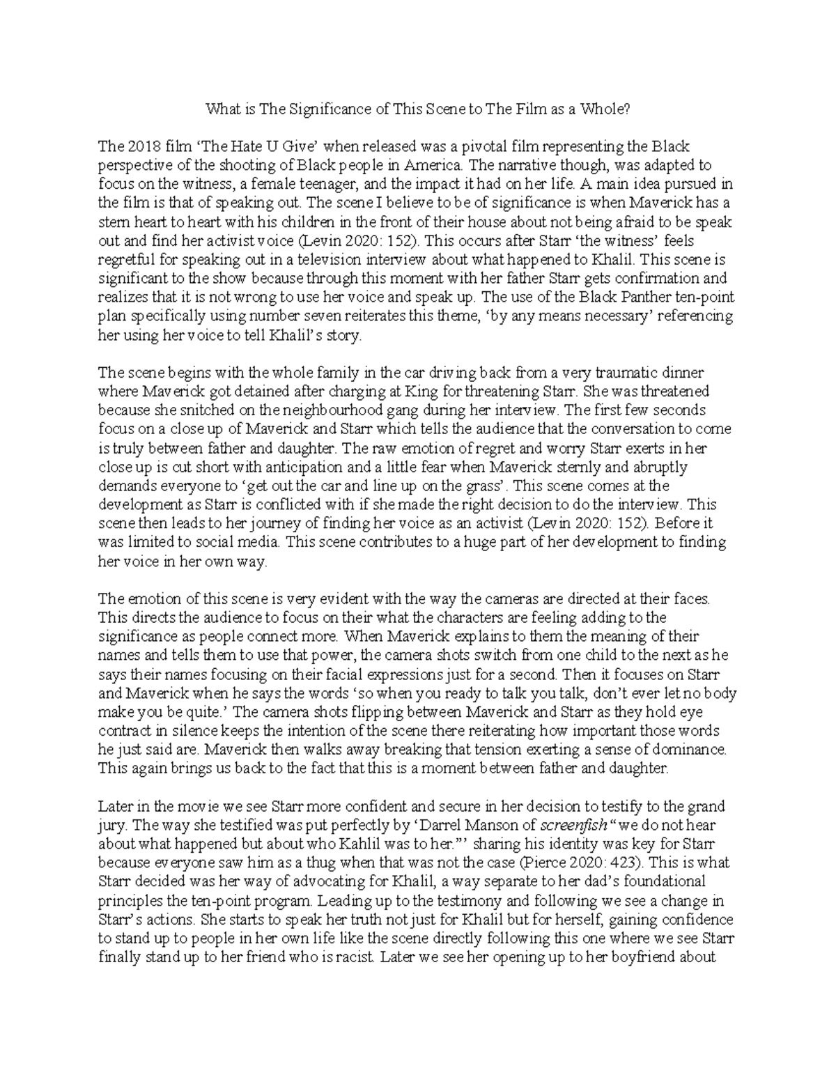 Film Essay 1 - What is The Significance of This Scene to The Film as a ...