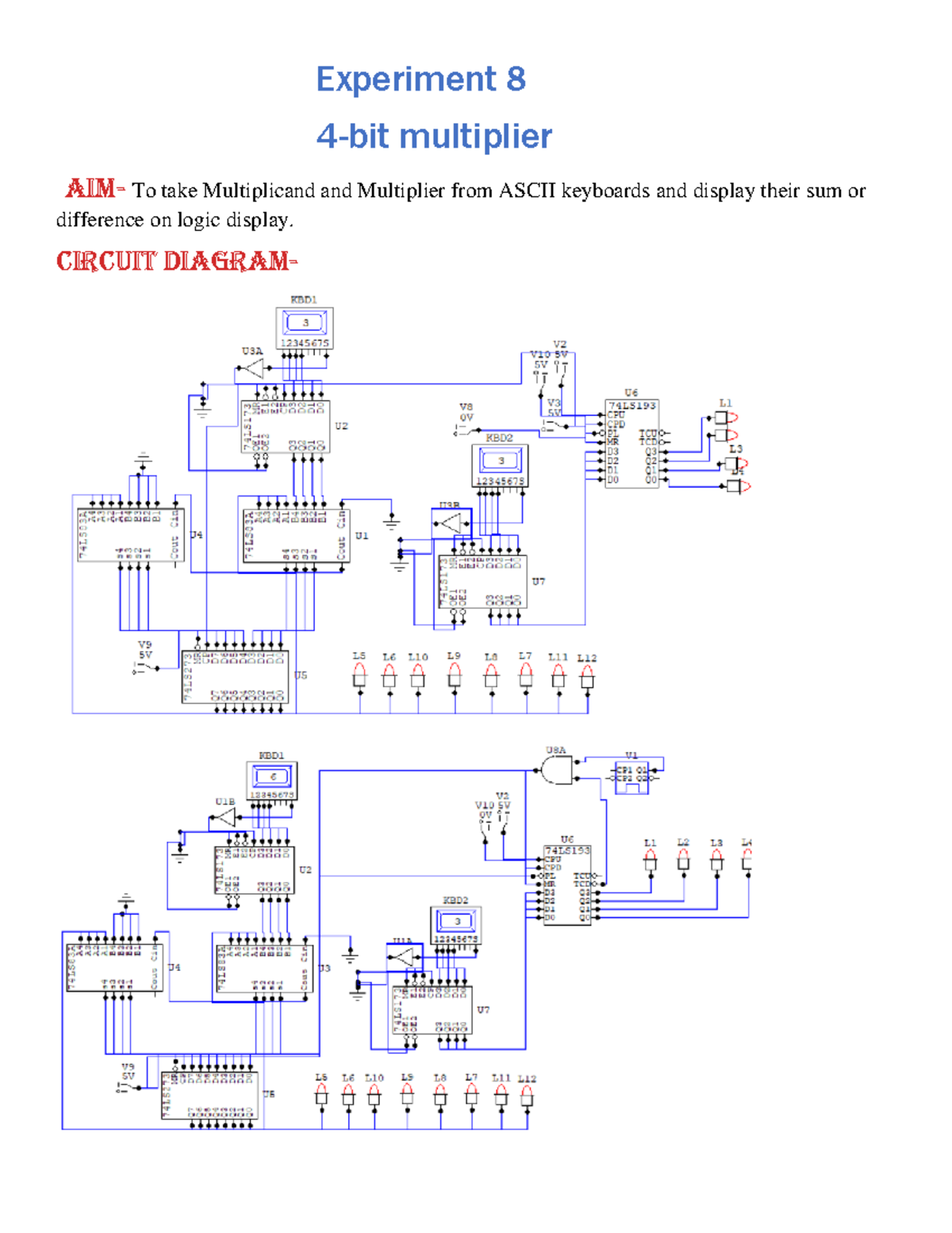 EXP8 DIGITAL ELECTORNICS LAB - Experiment 8 4-bit multiplier Aim- To ...