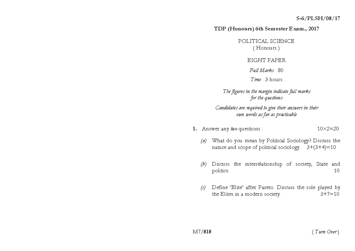 S-6 PLSH 08 17 - thank - S-6/PLSH/08/ TDP (Honours) 6th Semester Exam ...