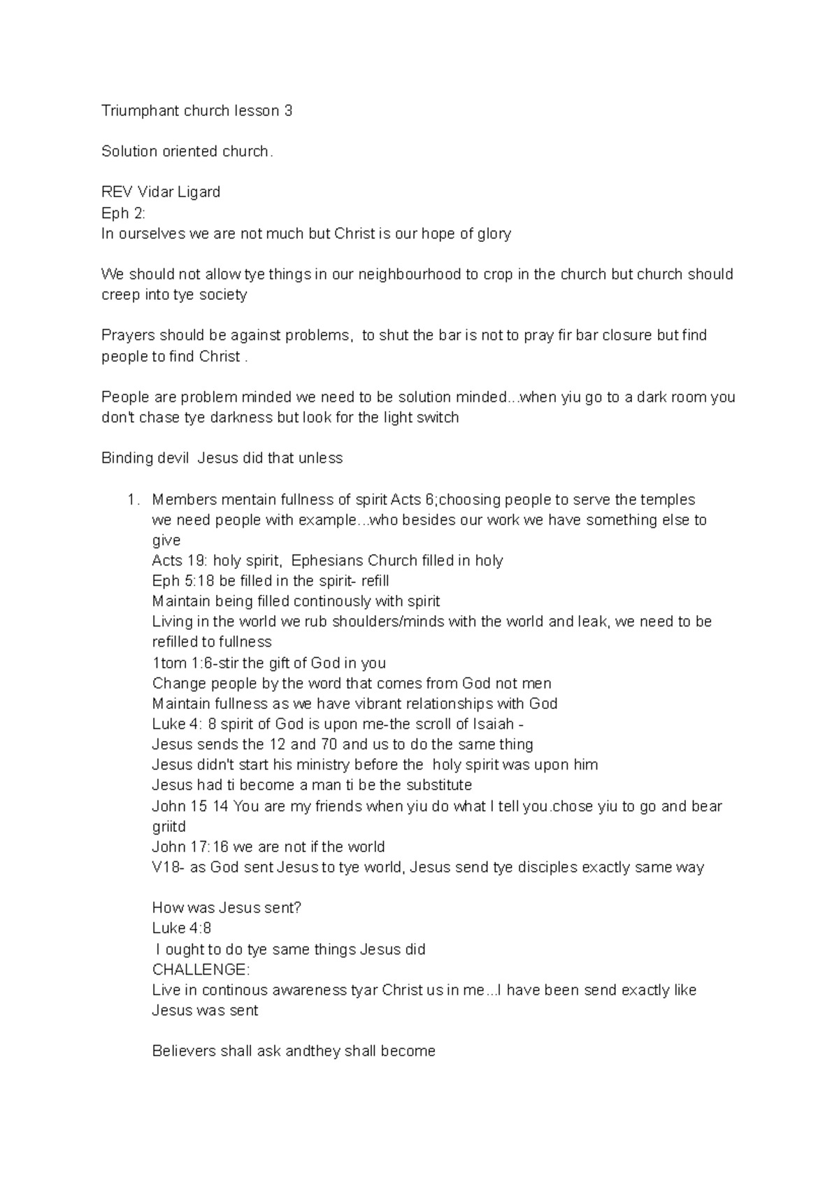 Copy of Triumphant church lesson 3 - Triumphant church lesson 3 ...