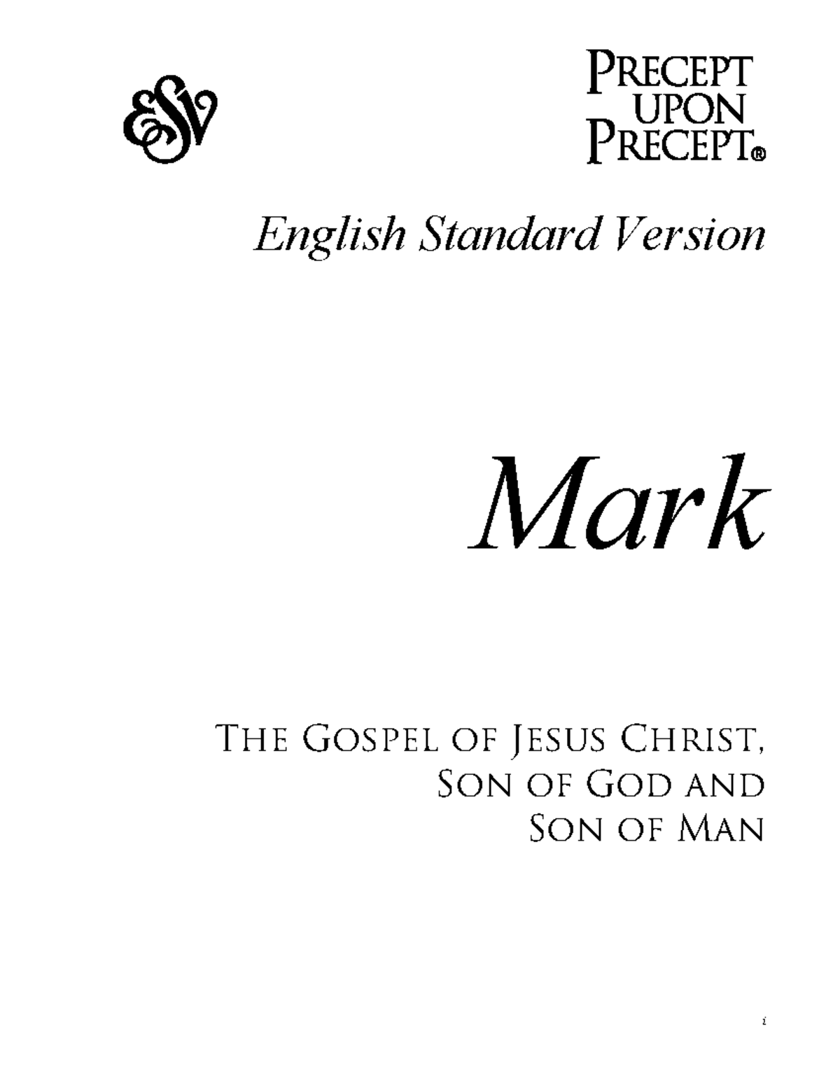 ESV Mark PUP L1 - mark summary chp1 - i English Standard Version Mark ...