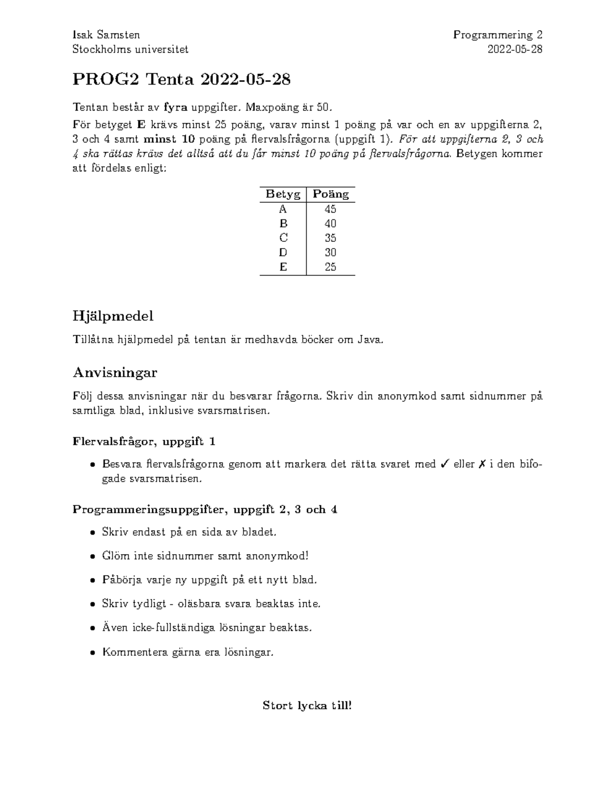 0528-solution - Gammal tenta - Isak Samsten Stockholms universitet ...
