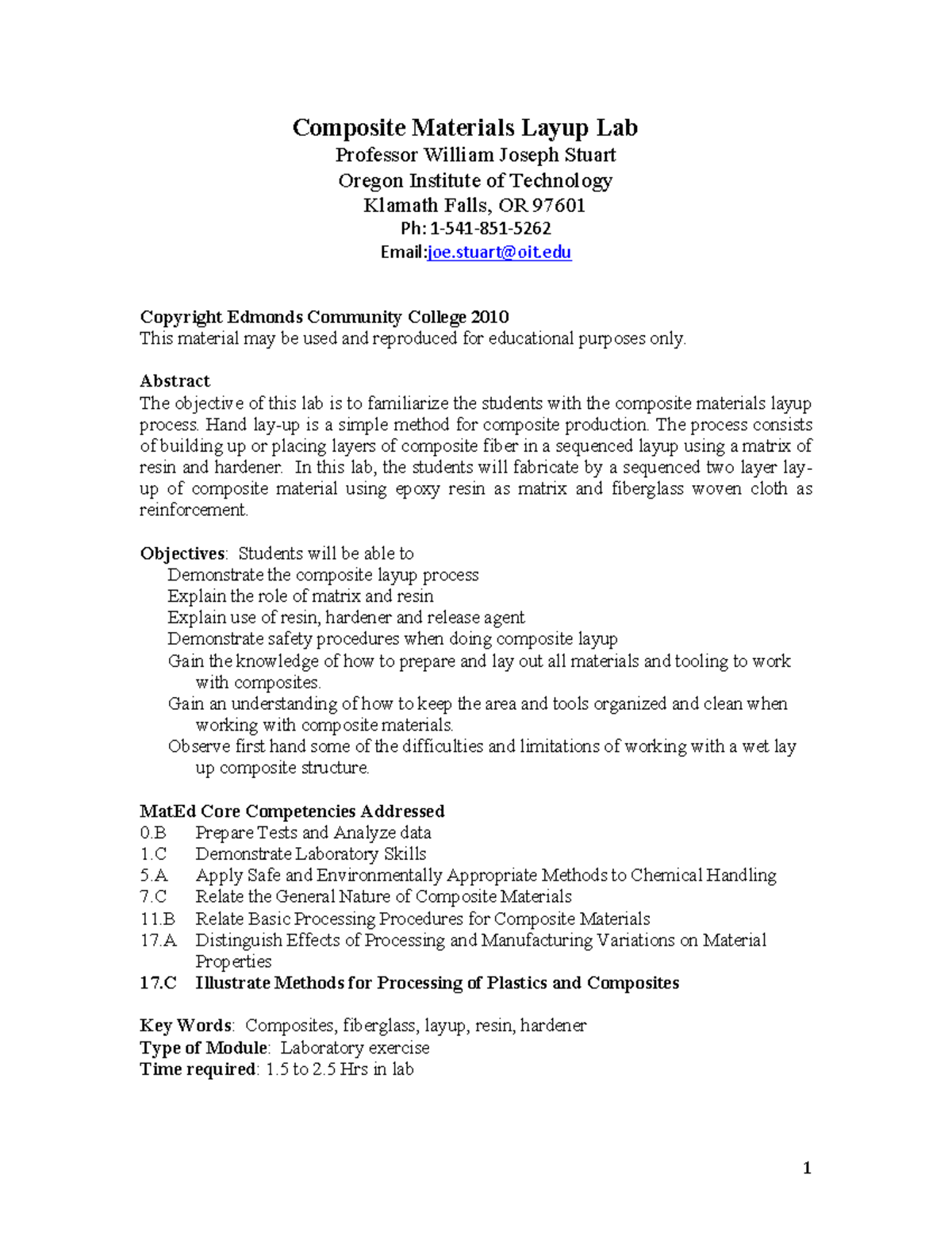 Composite Materials Layup - ! "! Composite Materials Layup Lab ...