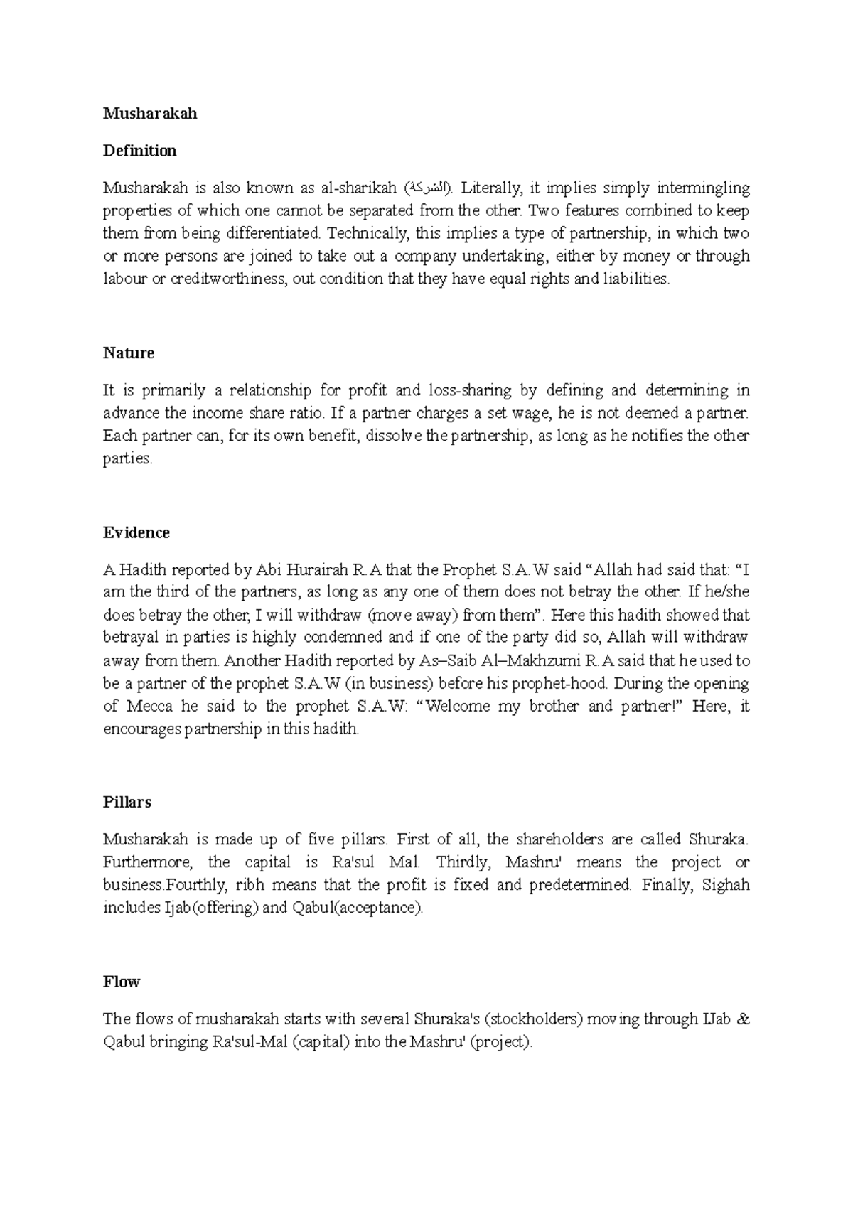 6) Musharakah UIB2612 20202021 - Musharakah Definition Musharakah is ...