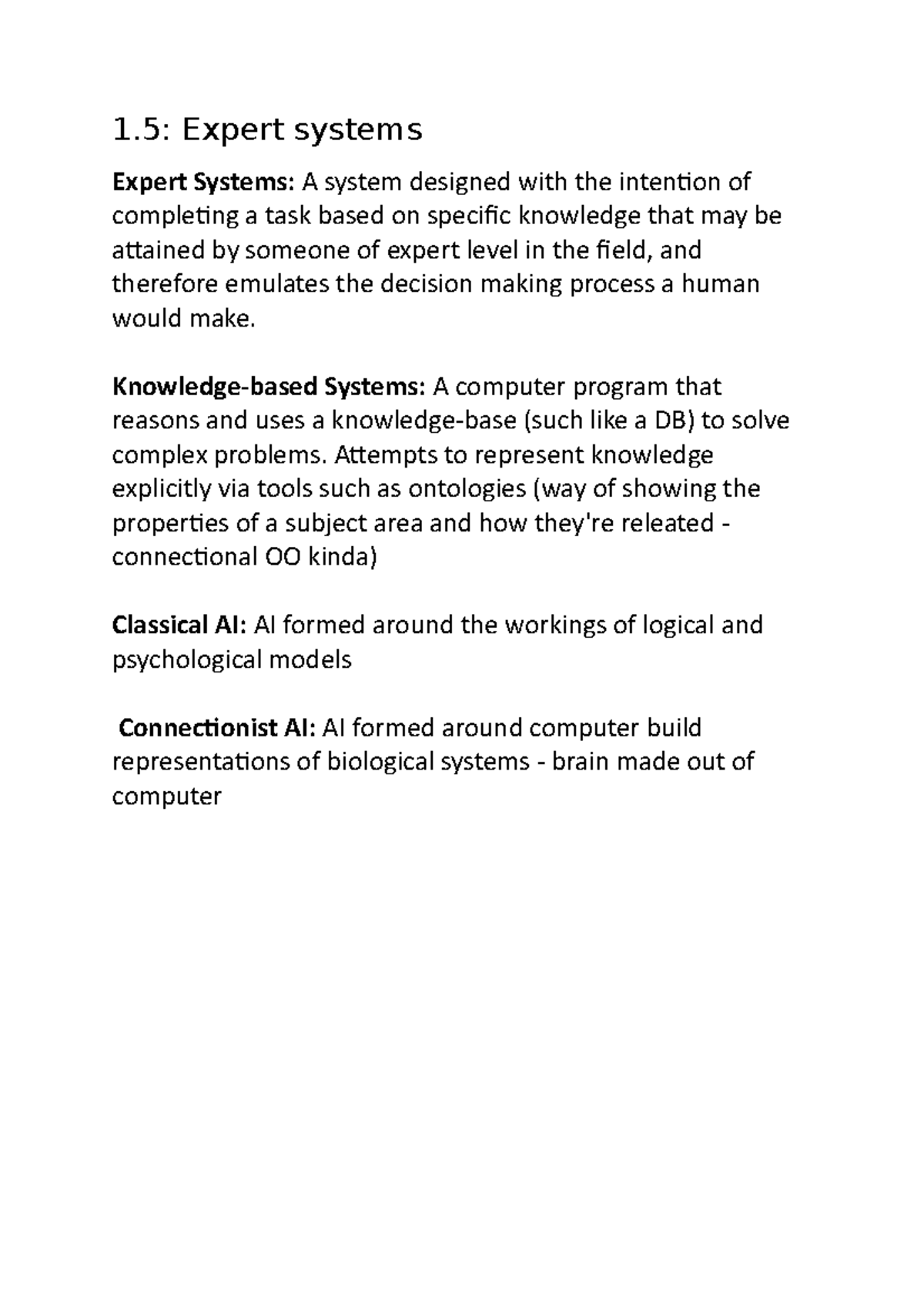 Expert Systems in AI - 1: Expert systems Expert Systems: A system ...