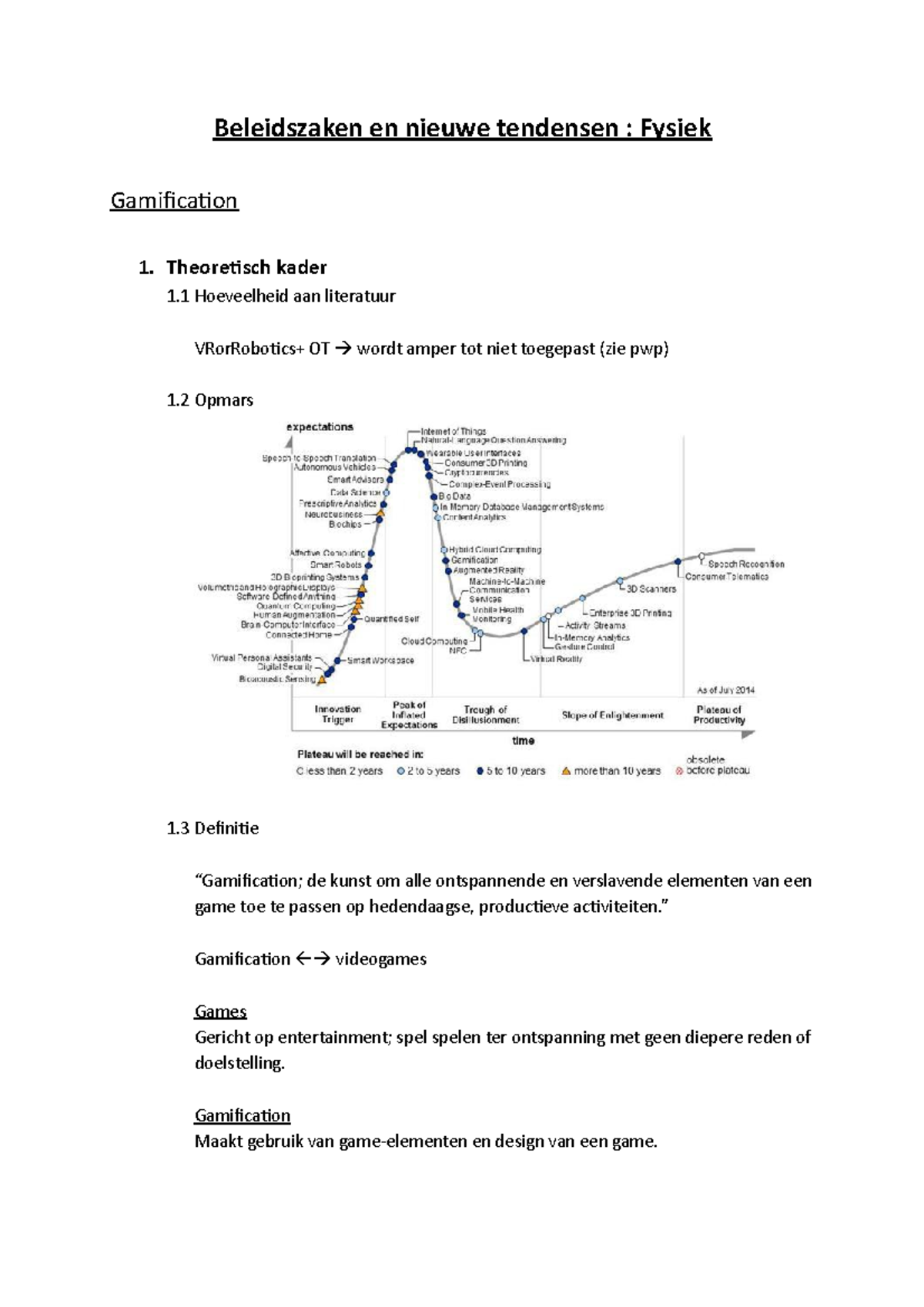 Beleidszaken en nieuwe tendensen Fysiek - Theoretisch kader 1 ...