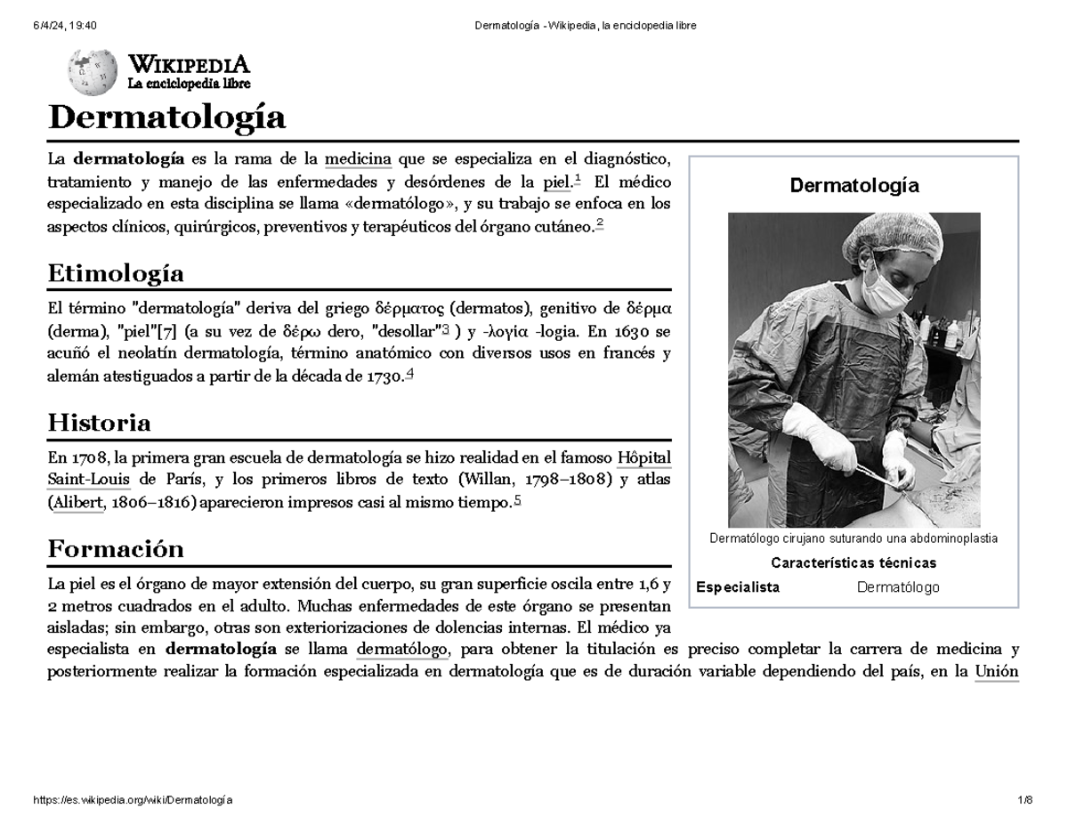 Dermatología - Wikipedia, la enciclopedia libre - Dermatología ...