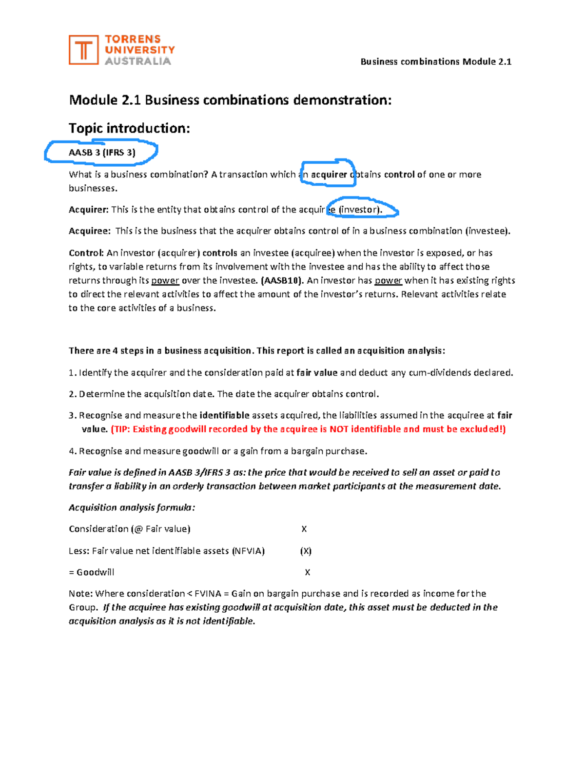 M2.1 Template and demonstration example - Module 2 Business ...