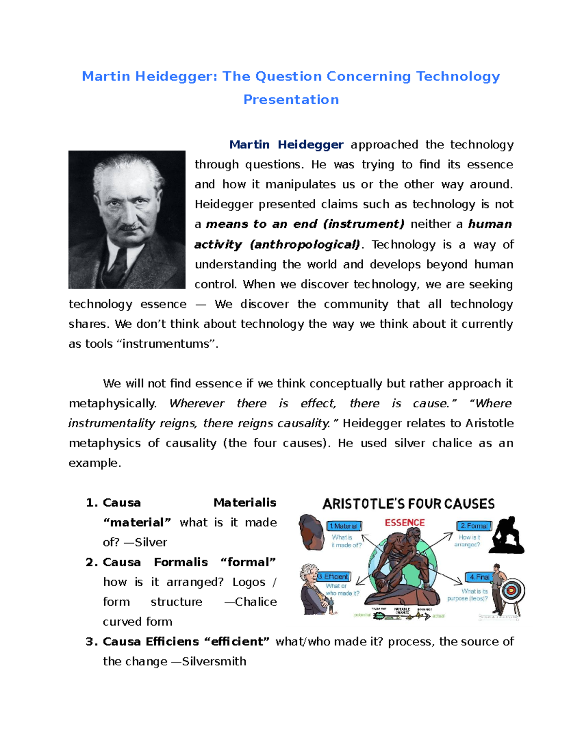 STS Martin Heidegger - Sts - Martin Heidegger: The Question Concerning ...
