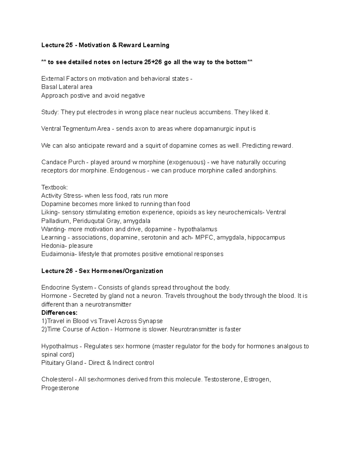 Exam 4 Notes - used for exam 4 study guide - Lecture 25 - Motivation ...