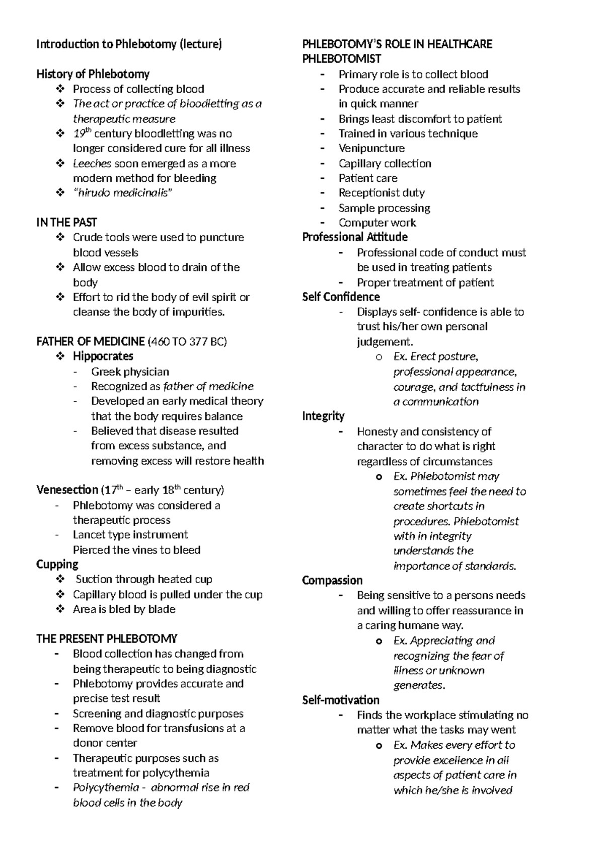 Introduction to Phlebotomy - FATHER OF MEDICINE (460 TO 377 BC ...