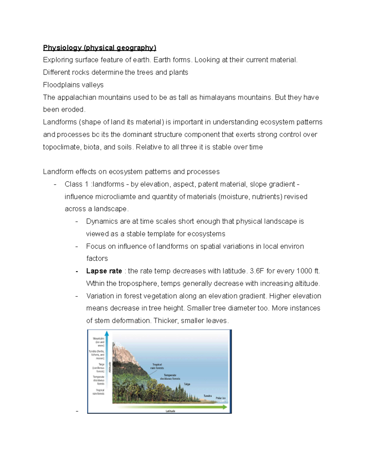 Week 5 forest geo - Professor Rachel Issacs. physiology. Landform ...