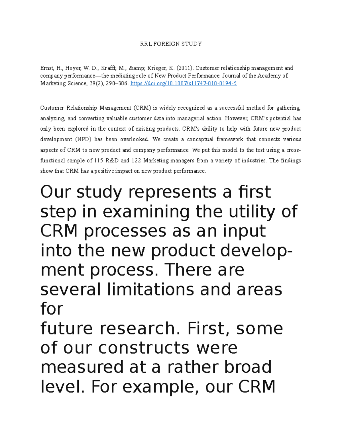 RRL Foreign Study Of Behavior - RRL FOREIGN STUDY Ernst, H., Hoyer, W ...