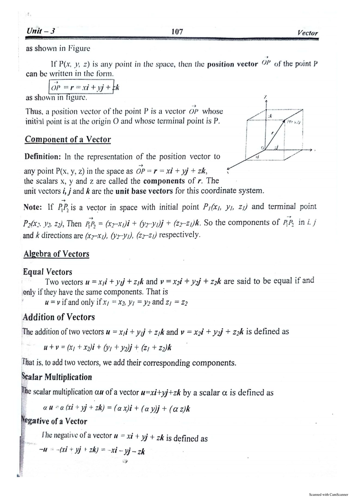 mathematics for computing mathematics assignment - Unit 3 107 Vector as shown in Figure If P(x ...