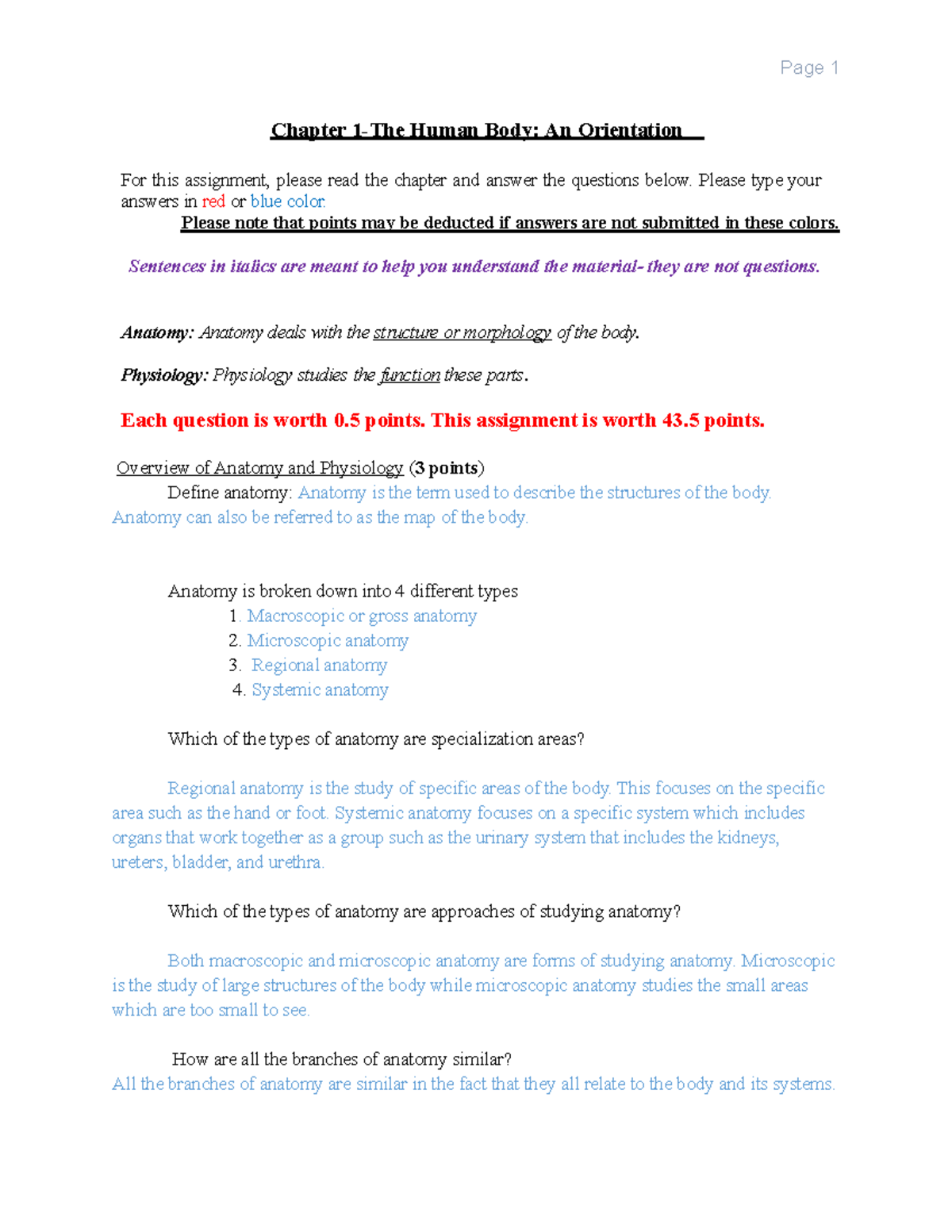 BIO 201 Chapter 1 Introduction to Anatomy assignment OPS - Chapter 1 ...
