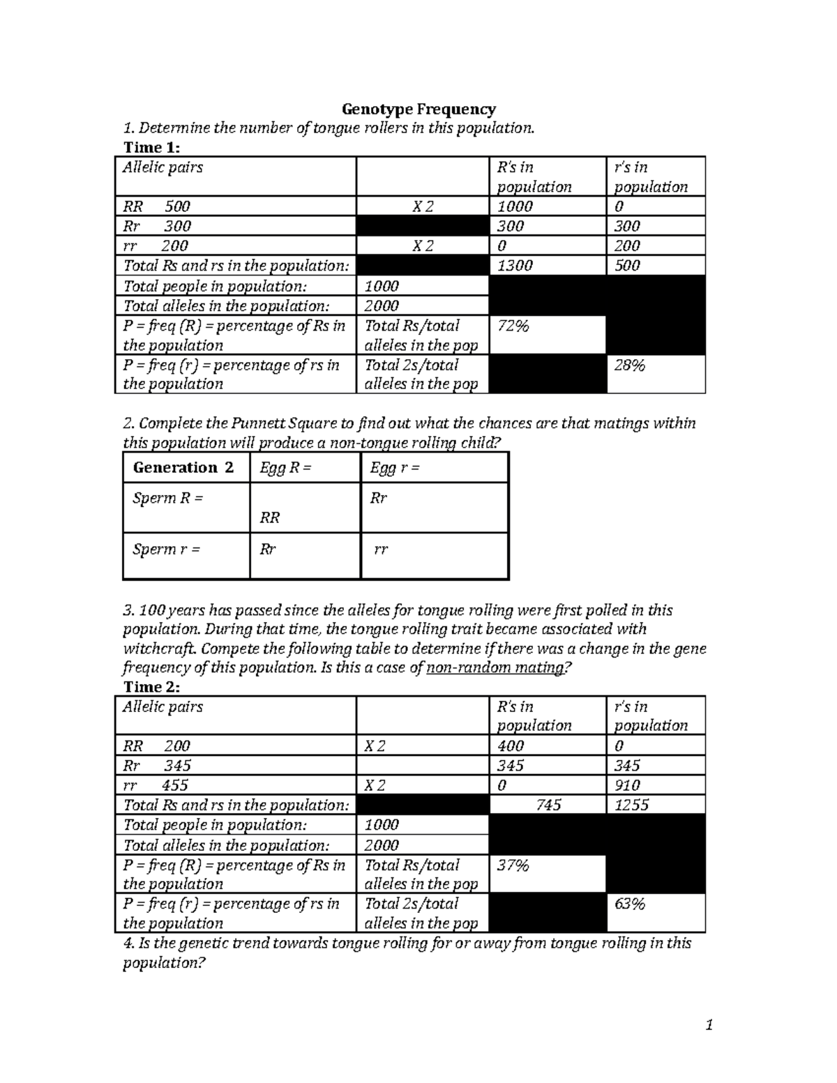 Workshop Genotype Frequency - Genotype Frequency Determine the number ...