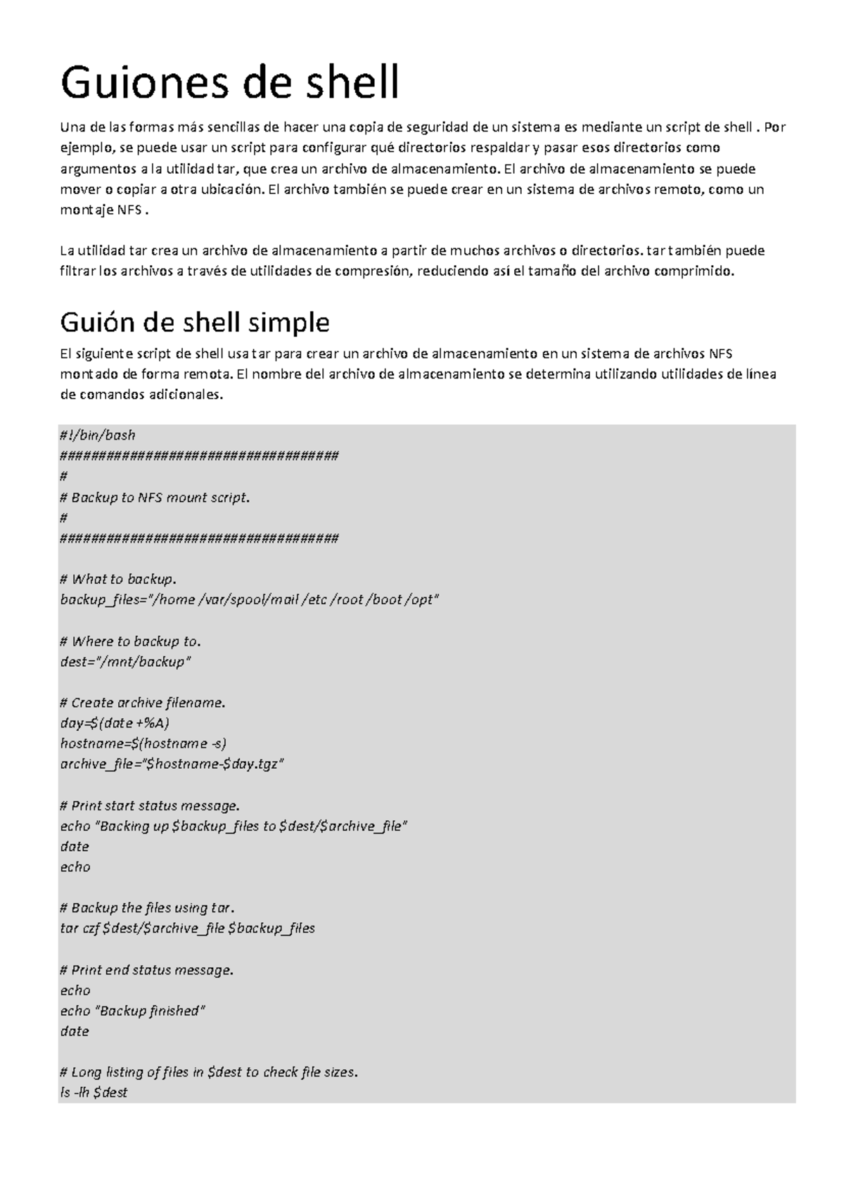 Guiones de shell para backup ubuntu - Guiones de shell Una de las ...