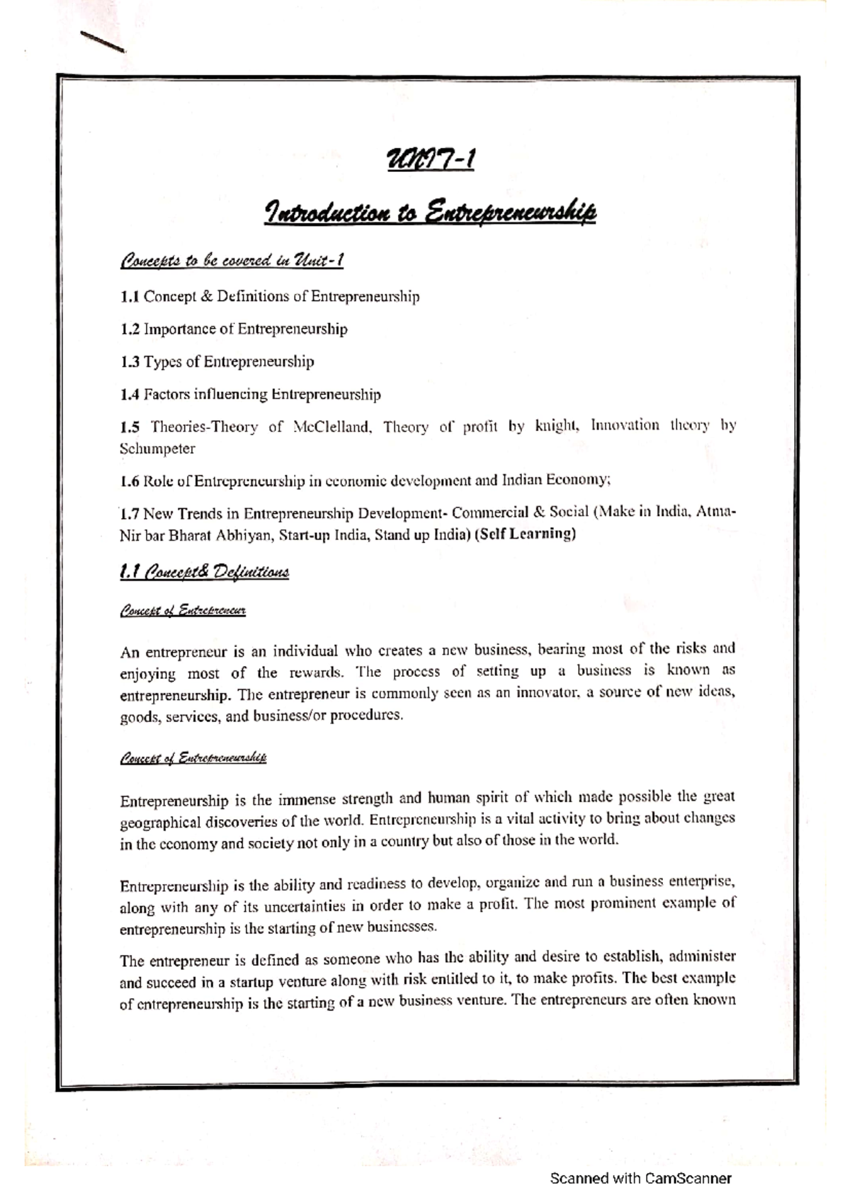 Entrepreneurship Development Notes - mba - Studocu