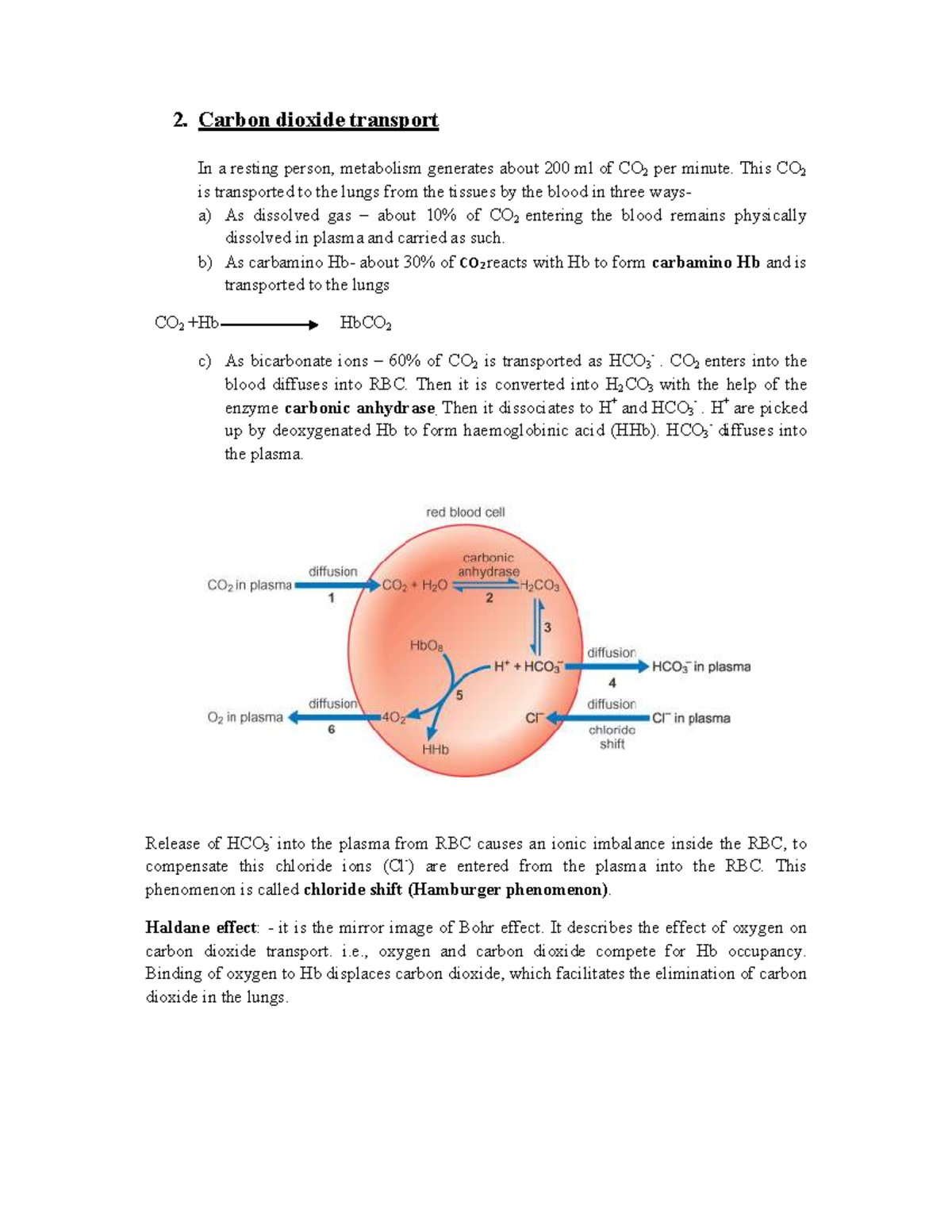 Carbon dioxide transport - 2. Carbon dioxide transport In a resting ...