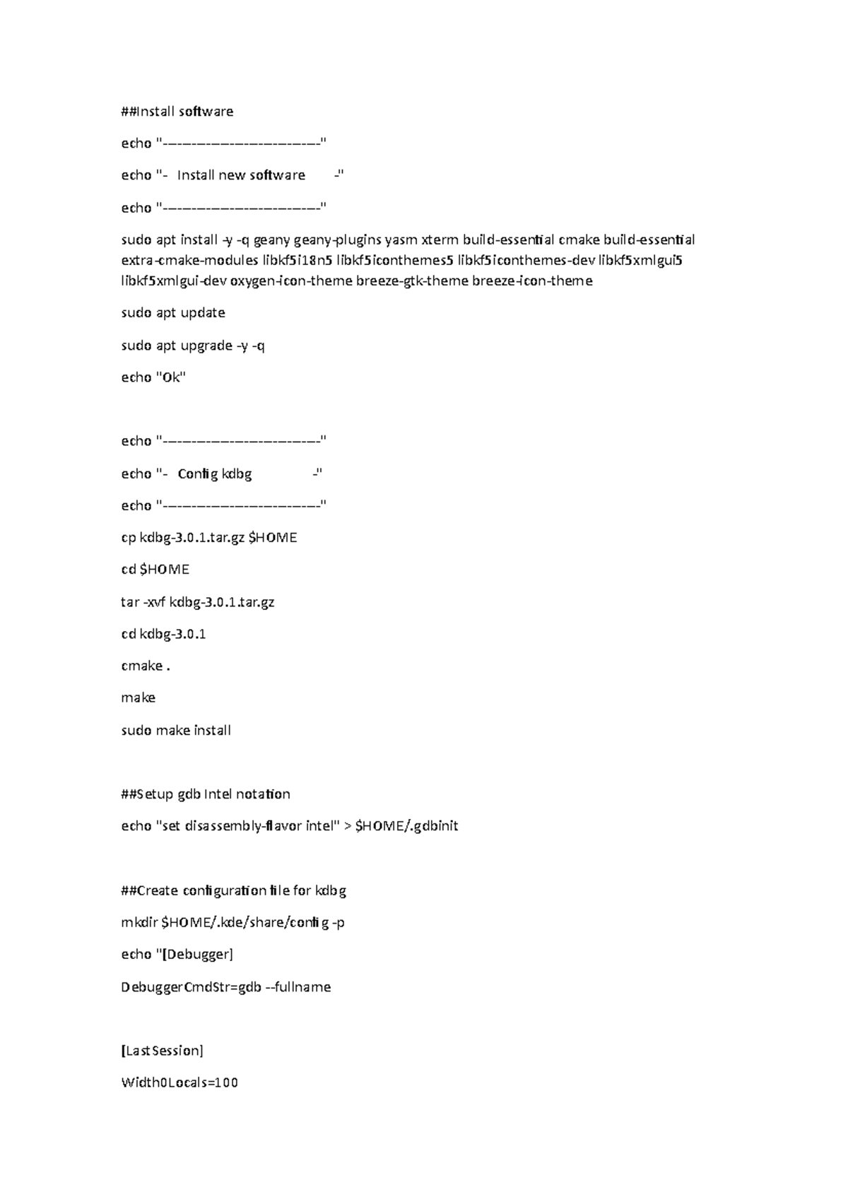 Install software - Instalación del entorno de trabajo en script de ...
