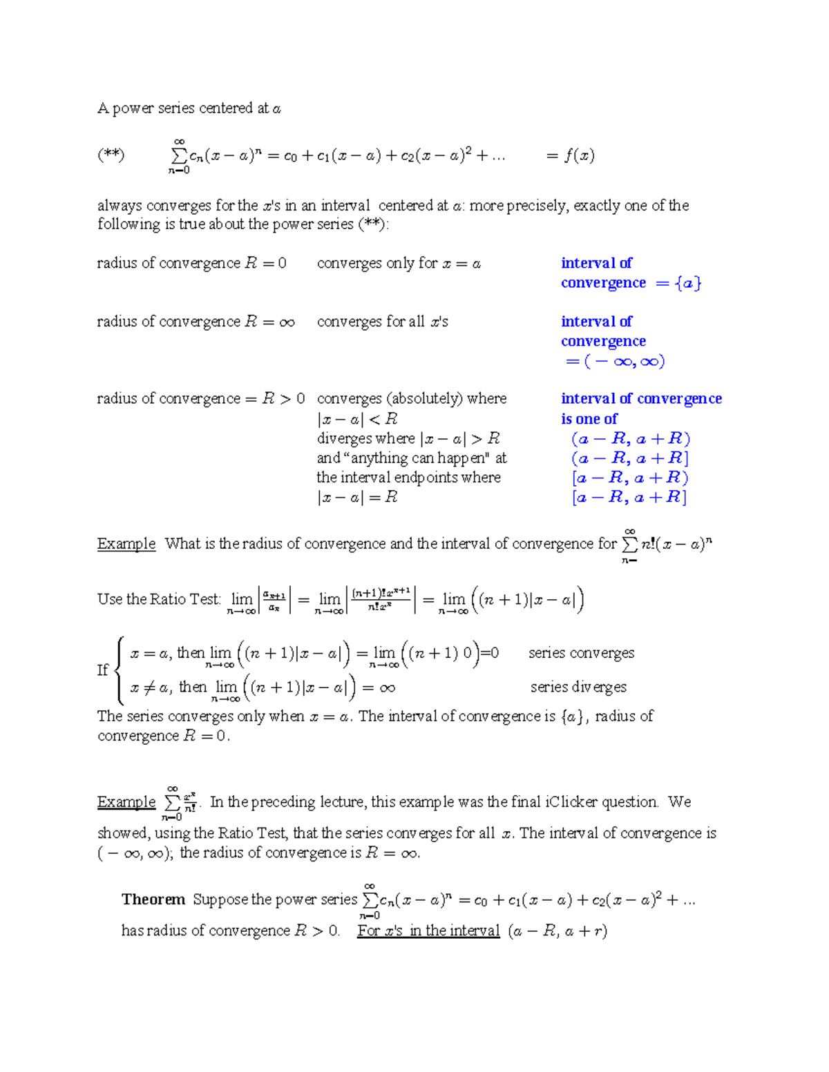 132 Spring 2017 Lecture 37 - A power series centered at (**) - Studocu