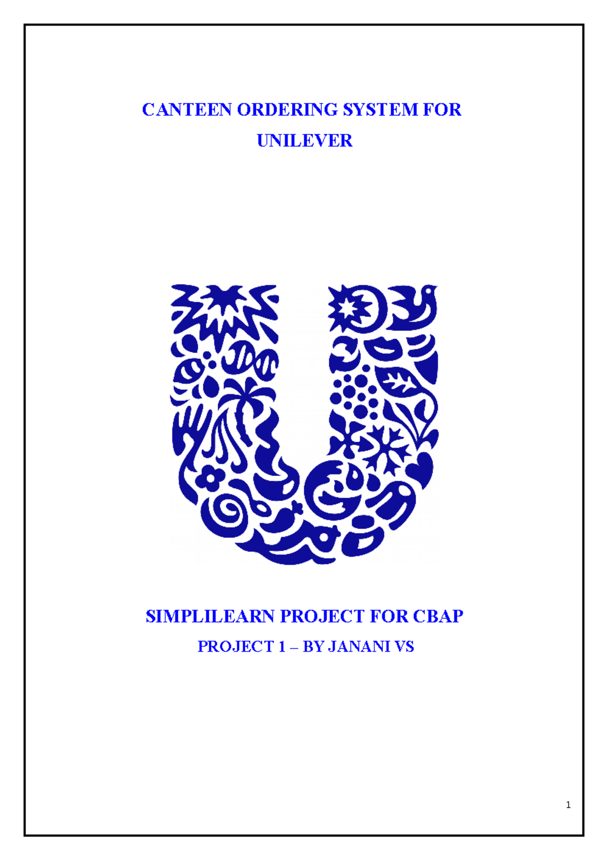 CBAP Canteen ordering system for Unilever - CANTEEN ORDERING SYSTEM FOR UNILEVER SIMPLILEARN ...