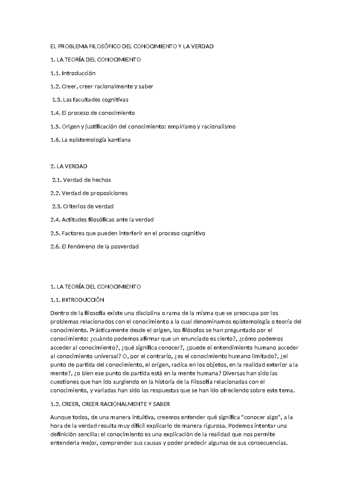 EL Problema Filosófico DEL Conocimiento Y LA Verdad - EL PROBLEMA FILOSÓFICO DEL CONOCIMIENTO Y ...