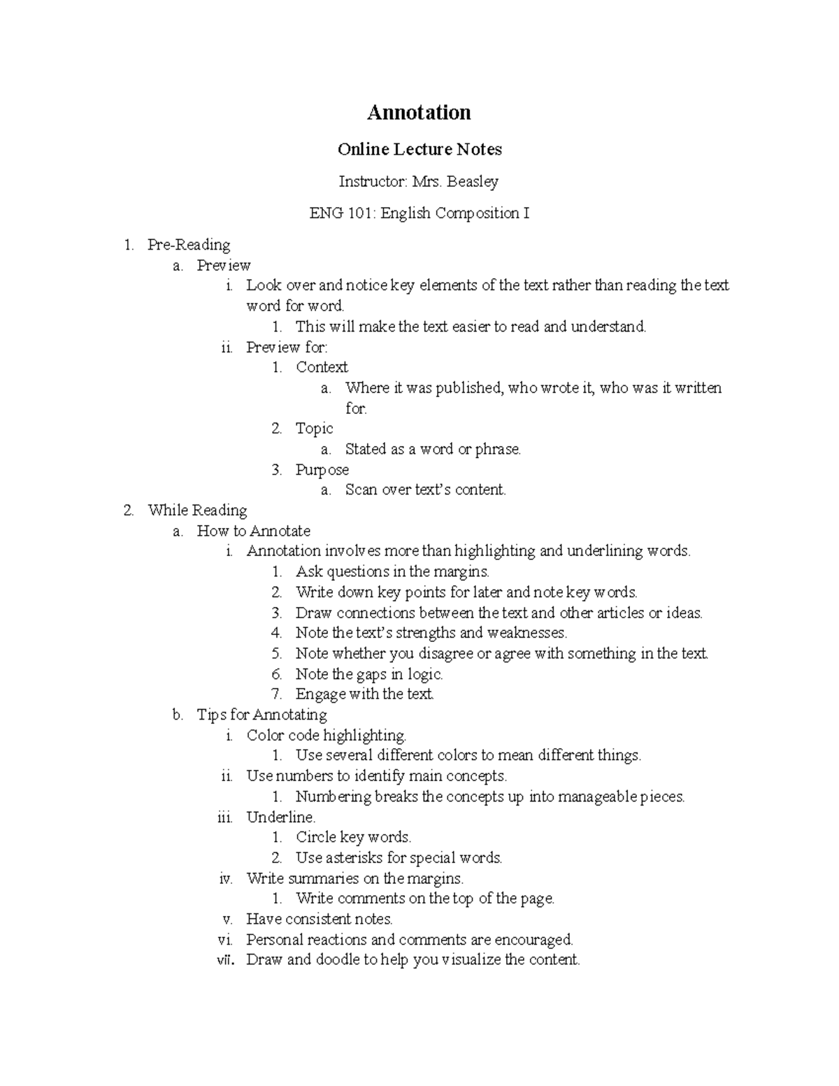 Module 1: Five Paragraph Essay - Annotation Lecture Notes - Annotation ...