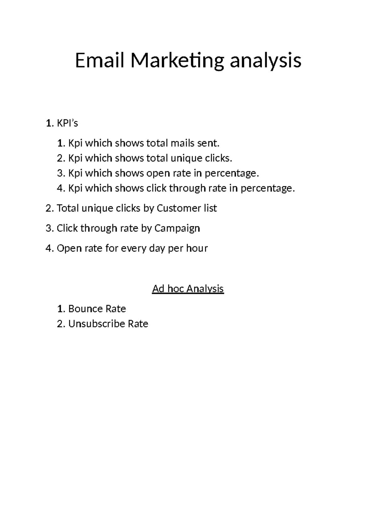 Email Marketing Questions - HR management - Email Marketing analysis 1 ...