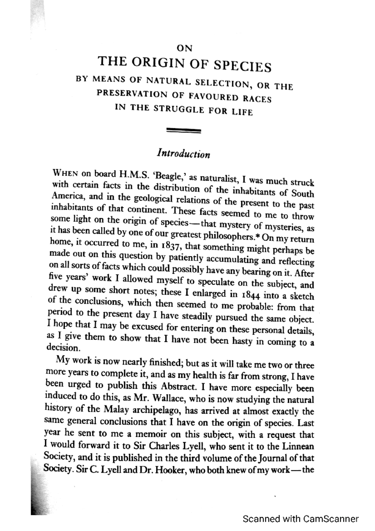 Reading 1 Origin of species Intro (1) - BIOL345W - Studocu