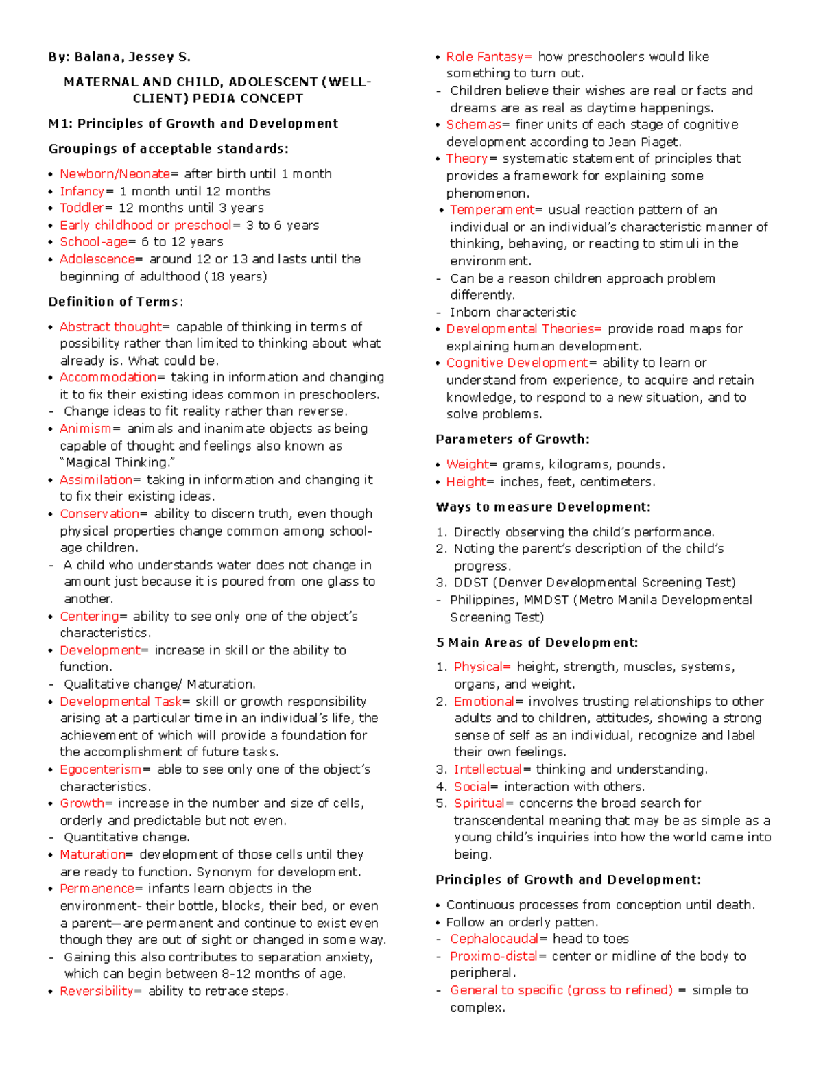 Module 1 Pedia Concept - By: Balana, Jessey S. MATERNAL AND CHILD ...