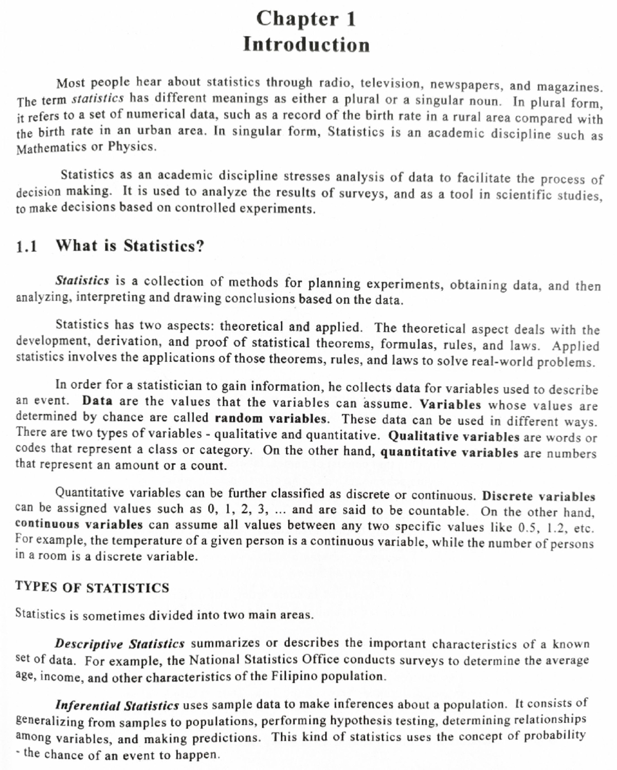 Chapter 1 - Introduction - The term statistics has different meanings ...