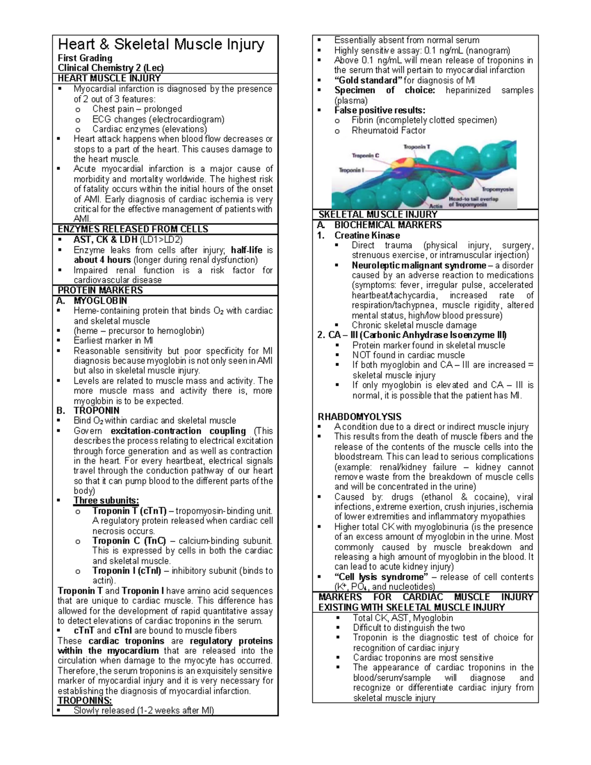 Clinical Chemistry 2 Heart and Skeletal Muscle Injury - Heart ...